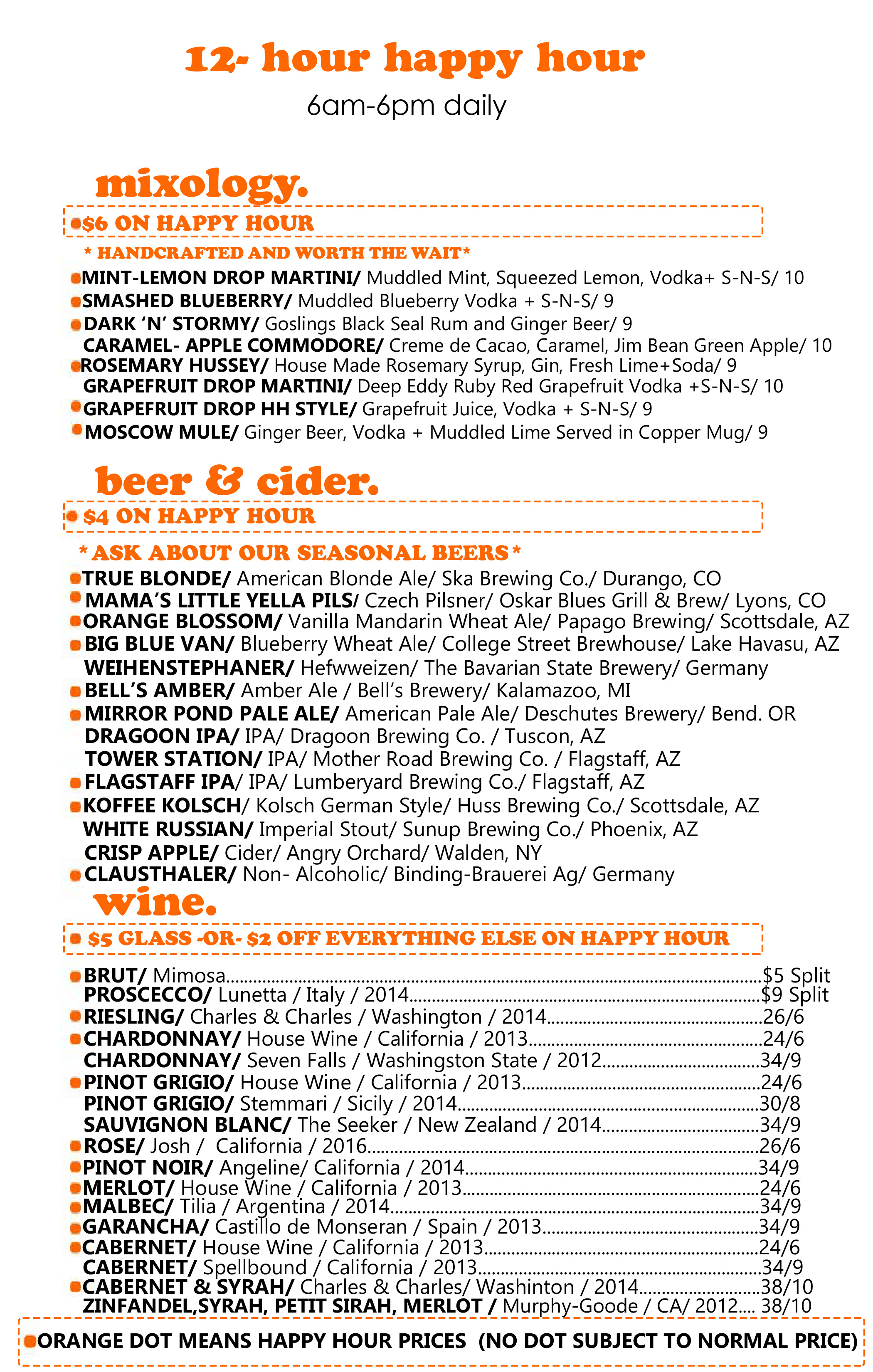 Happy Hour Menu – Art by Stefanie Huddleston
